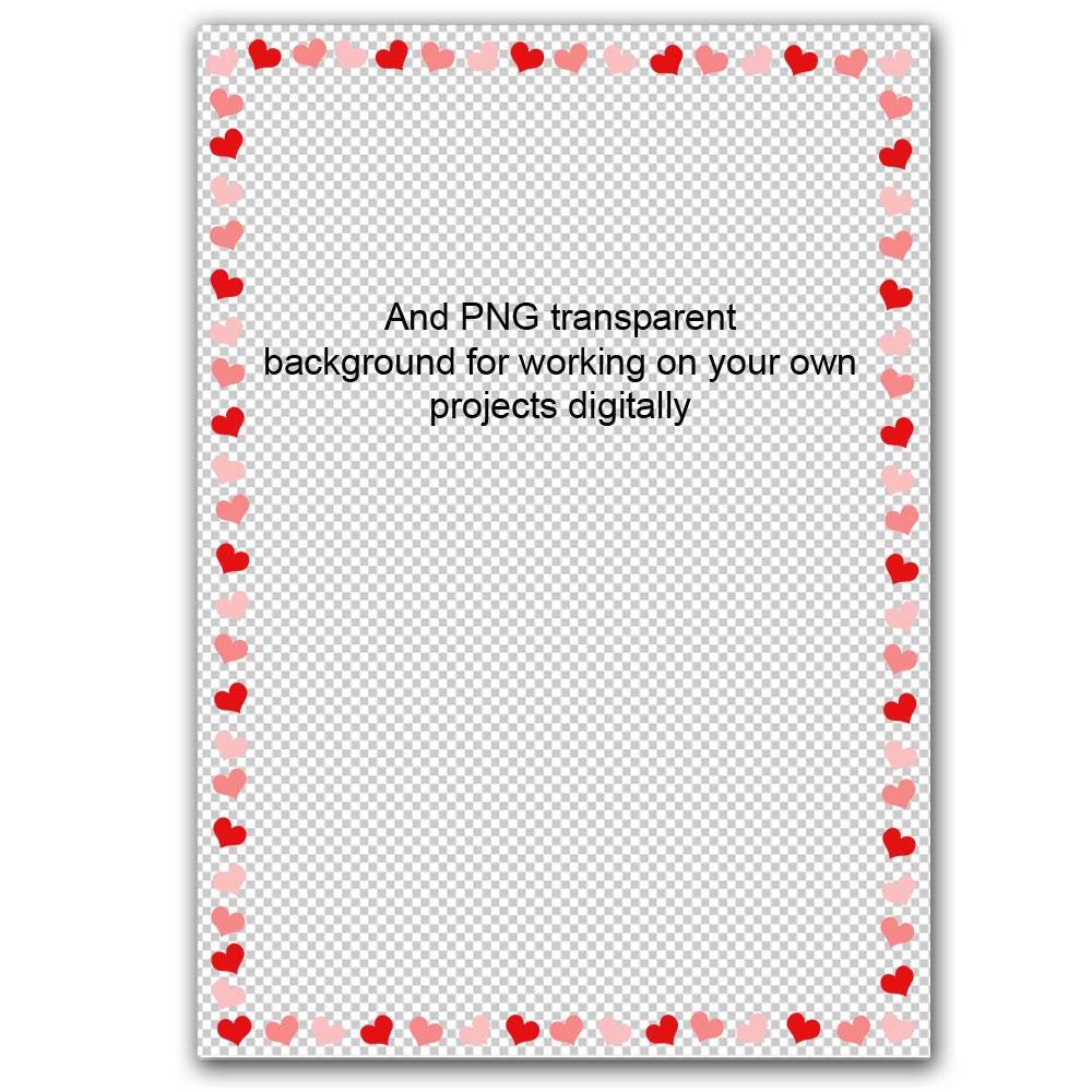 Valentine's Day Border Frame Love Hearts Simple Clip Art PDF and PNG ...