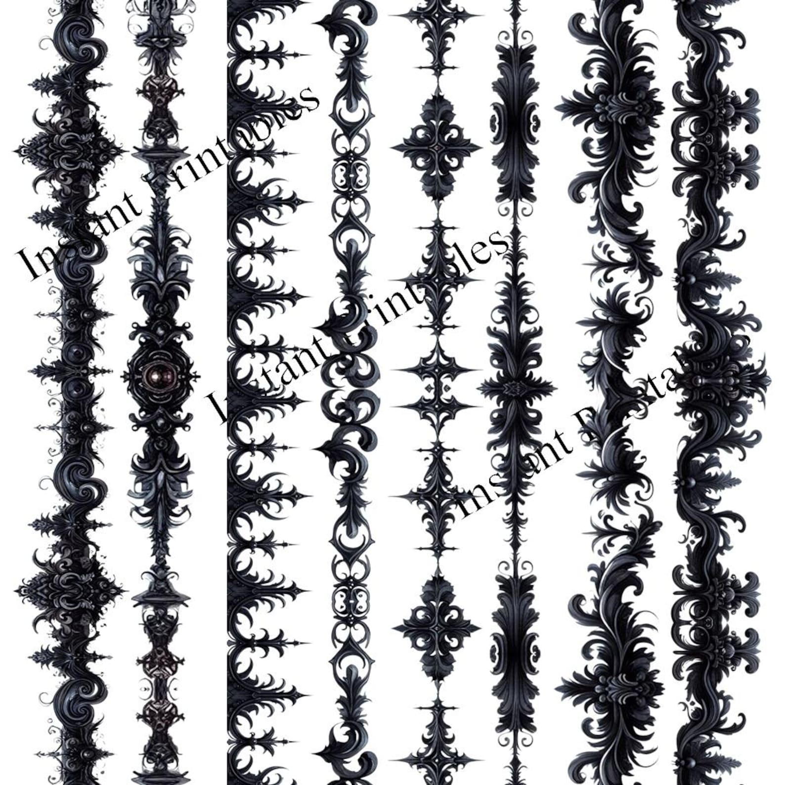 Dark Gothic Borders 8 Frames Ornate Gothic Style Clip Art Digital ...