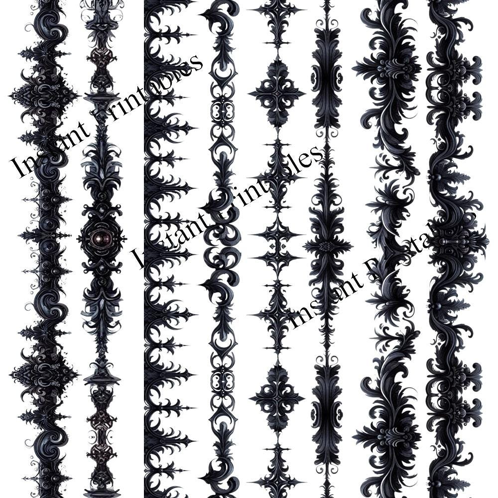 Dark Gothic Borders 8 Frames Ornate Gothic Style Clip Art Digital ...