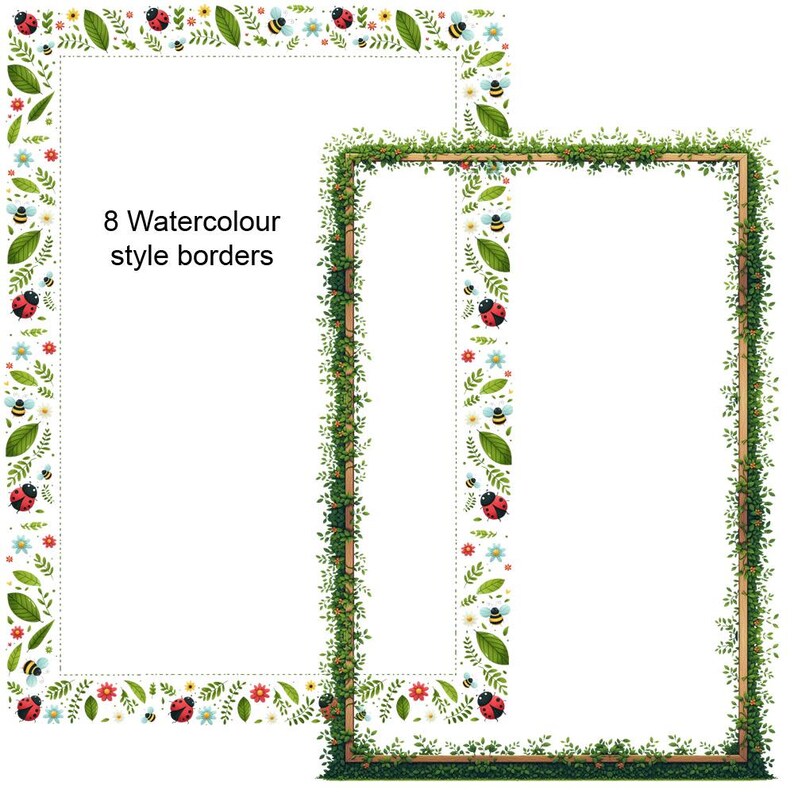 Gardening Borders 8 Frames Garden Items Clip Art Digital Download Vines ...
