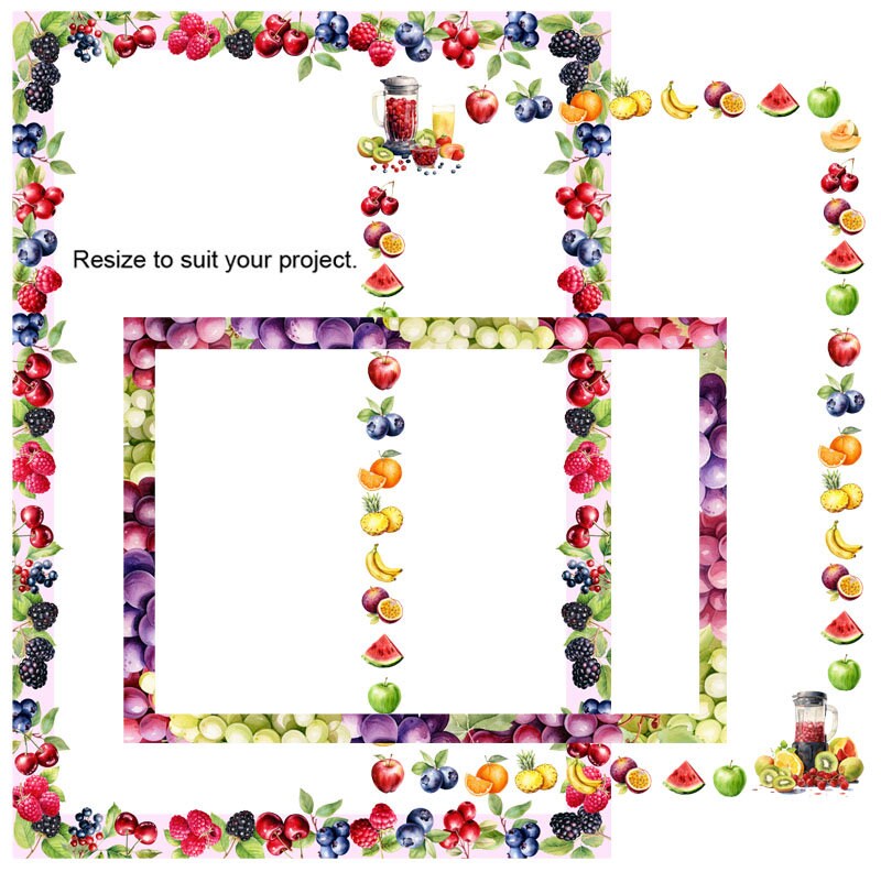 Fruit Watercolor Borders Frames Fruits Frame Bundle 10 Digital Summer ...