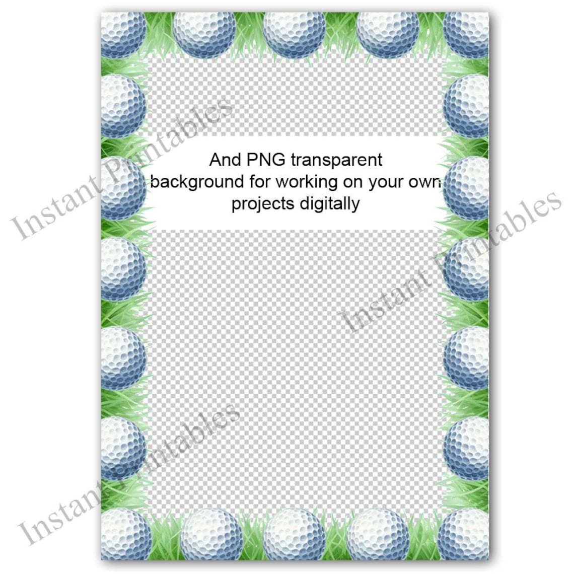 Golf Ball Border Frame Clip Art Digital Download Frame A4 & 8.5x11 ...