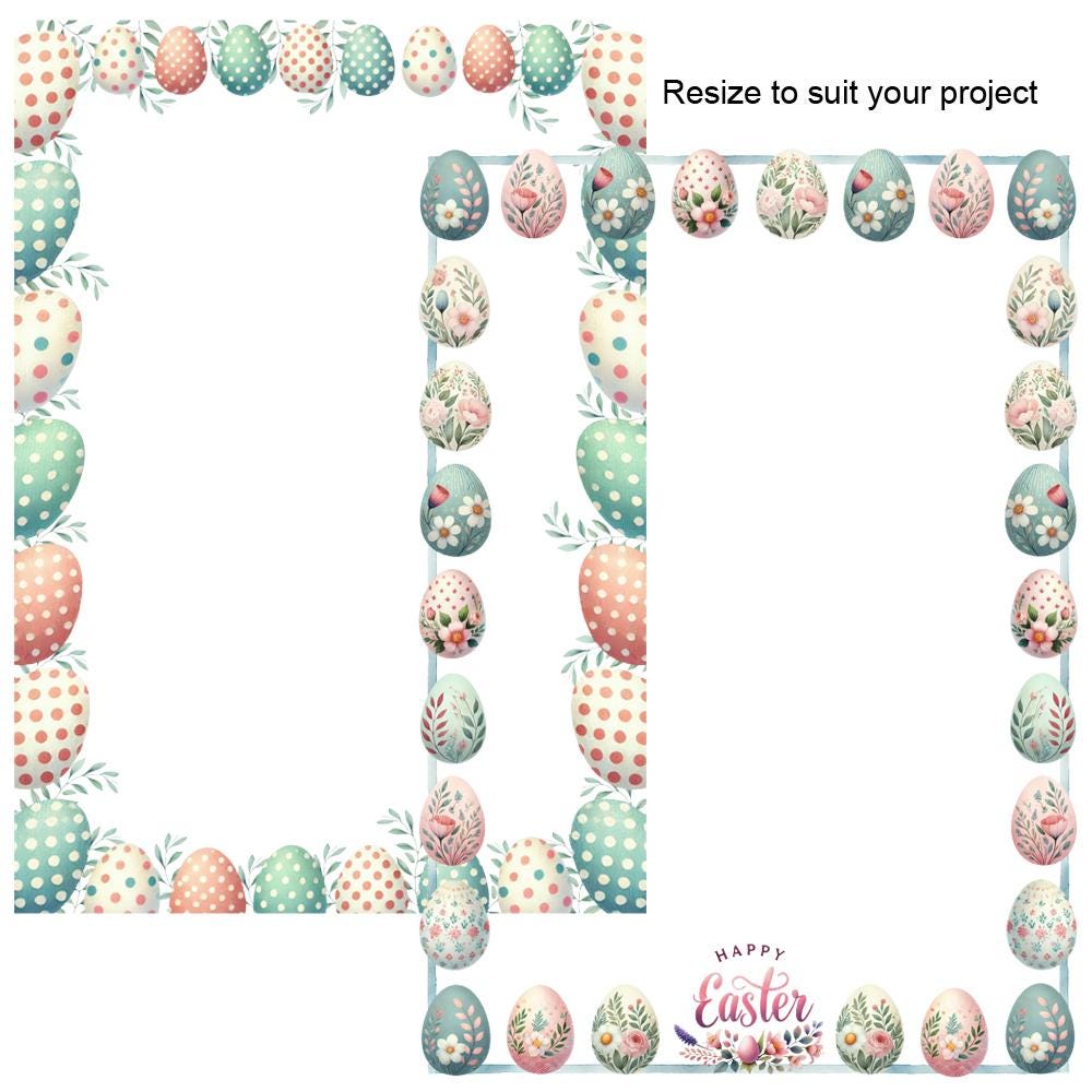 Easter Hunt Watercolour Borders Frames Floral Rabbit Easter Egg Clip ...