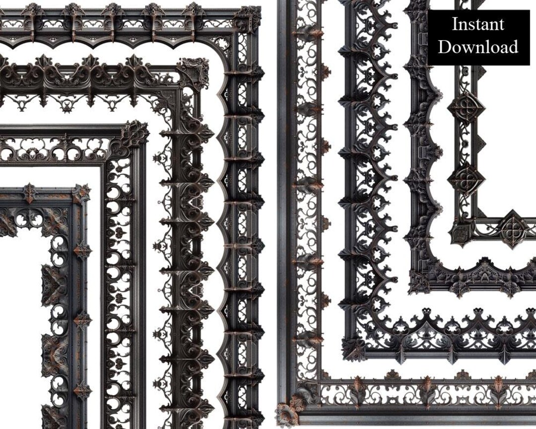 Heavy Metal Borders 8 Frames Ornate Metallic Style Clip Art Digital ...