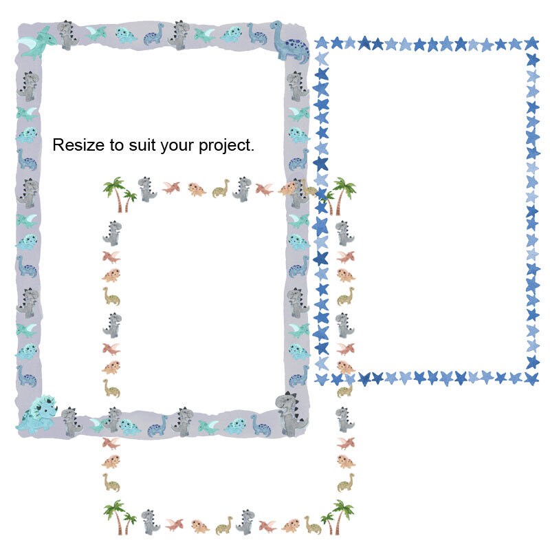 Cute Dinosaur Watercolour Borders Frames Dino Clip Art Bundle 10 ...
