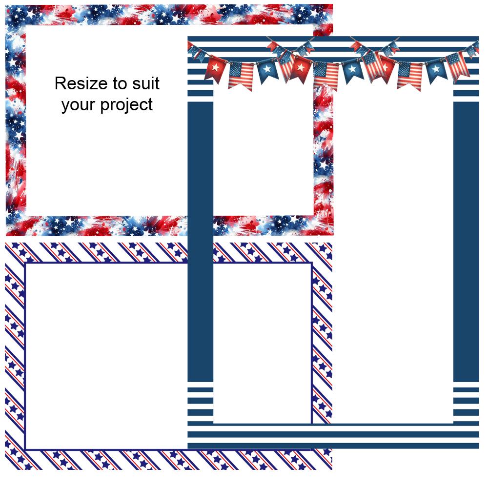 4th of July Borders Fourth of July Frames Clip Art Bundle 10 Digital ...