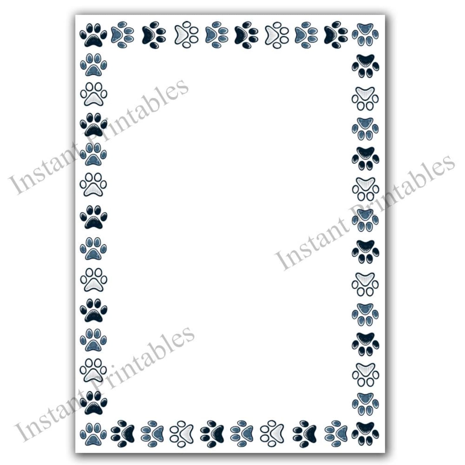 Paw Print Borders Frames Animal Footprints Clipart Bundle 10 Digital ...