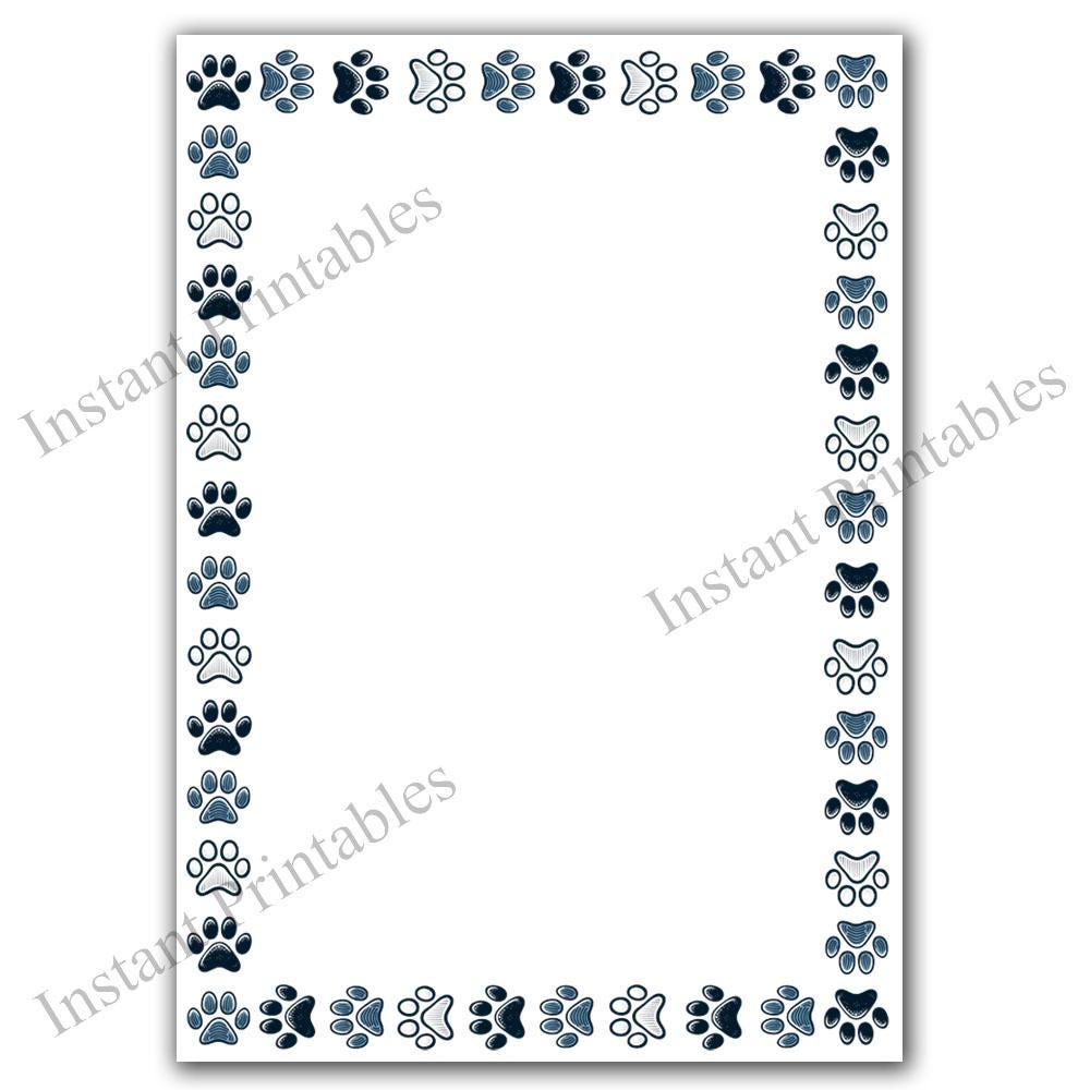 Paw Print Borders Frames Animal Footprints Clipart Bundle 10 Digital ...