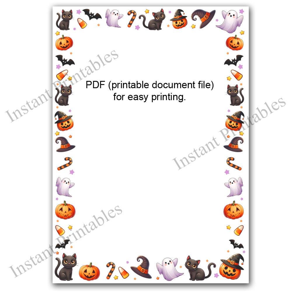 Cute Halloween Border Frame Clip Art Digital Download Frame A4 & 8.5x11 ...