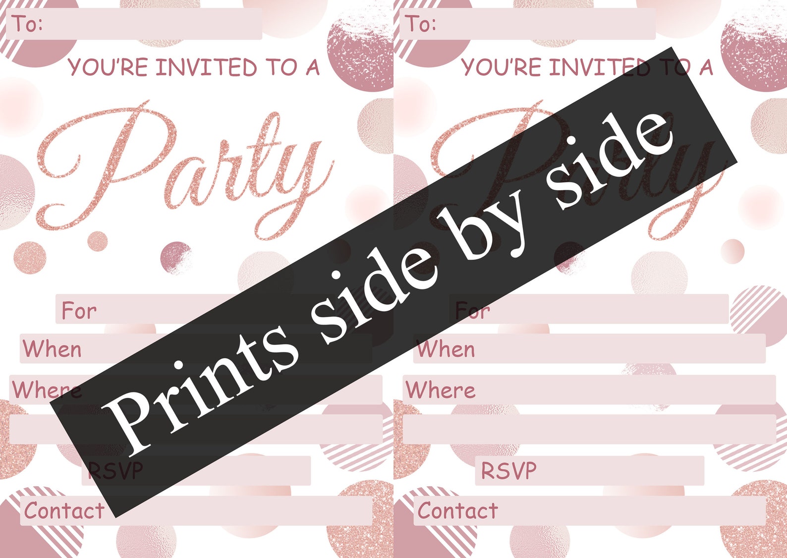 Blank Birthday Invitation | Rose Gold Party Invite | Printable Birthday ...