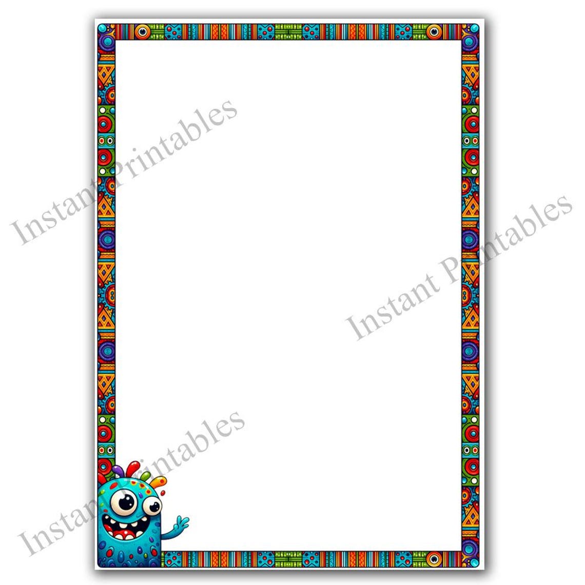Funny Monster Borders 8 Clip Art Boys School Silly Creatures Digital ...