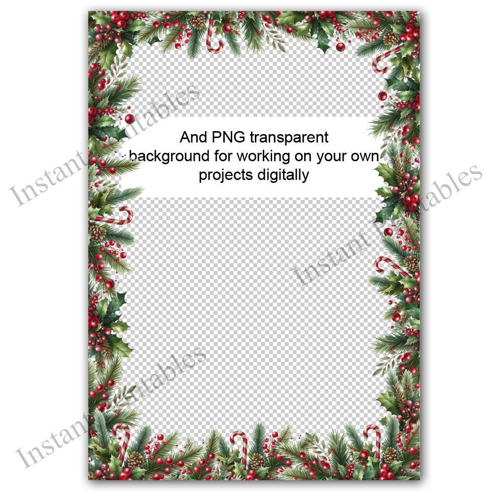 Greenery Christmas Border Frame Clip Art Digital Download A4 & 8.5x11 ...