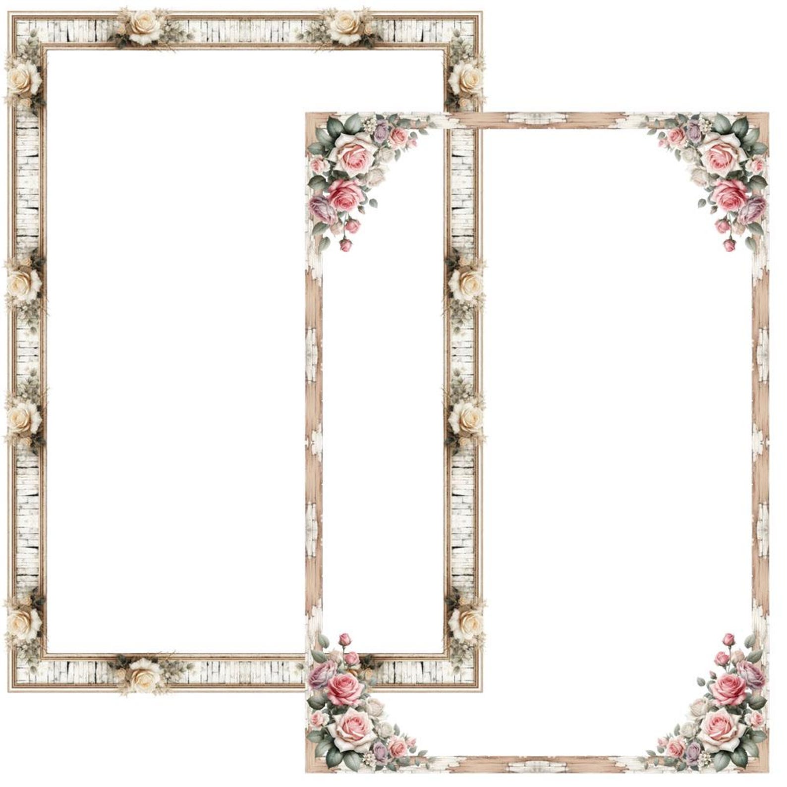 Wood and Roses Frames Watercolour Borders Page Frames Clip Art Bundle 8 ...
