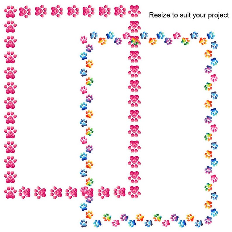 Paw Print Borders Frames Animal Footprints Clipart Bundle 10 Digital ...