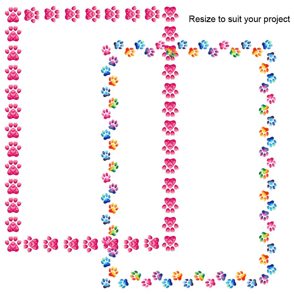 Paw Print Borders Frames Animal Footprints Clipart Bundle 10 Digital ...