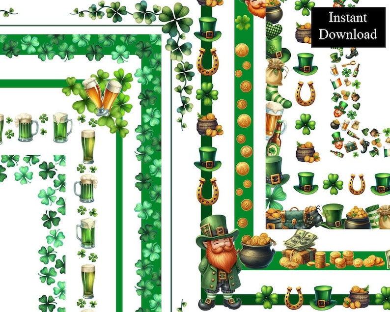 St Patrick's Day Borders Irish Beer Frames Clip Art Bundle 10 Digital ...