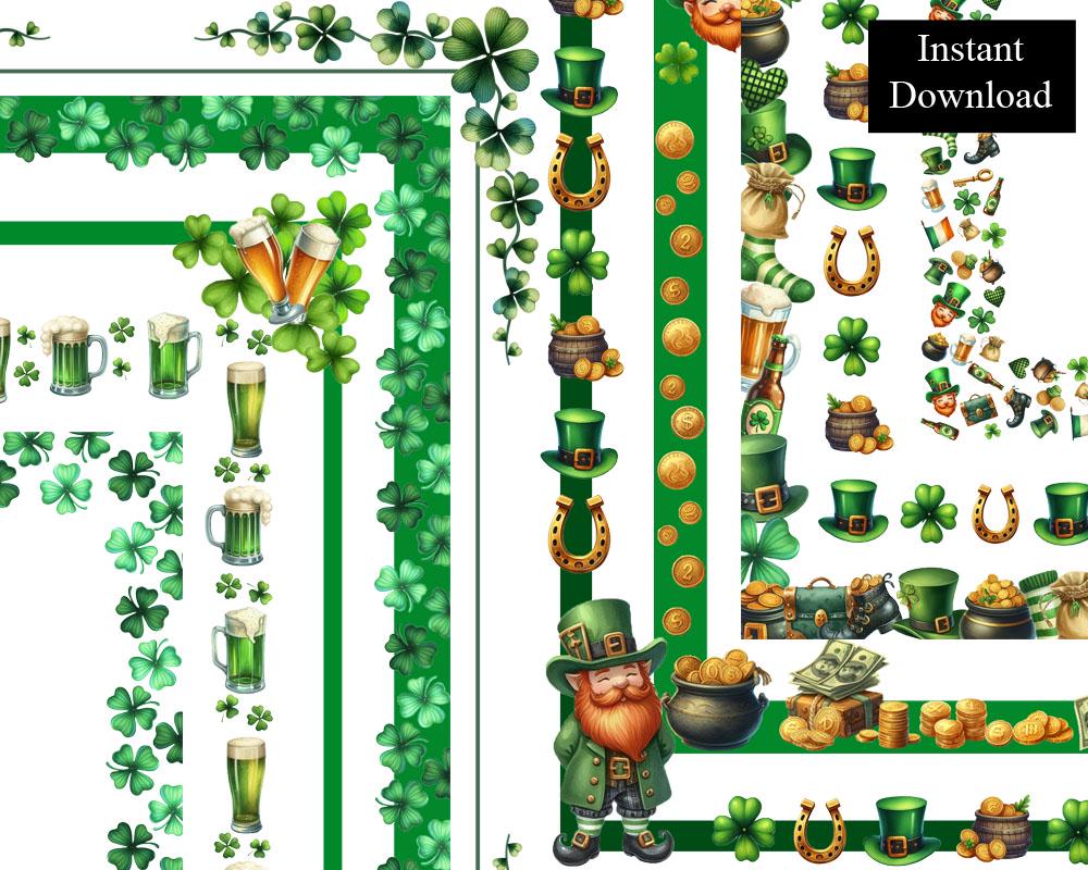 St Patrick's Day Borders Irish Beer Frames Clip Art Bundle 10 Digital ...