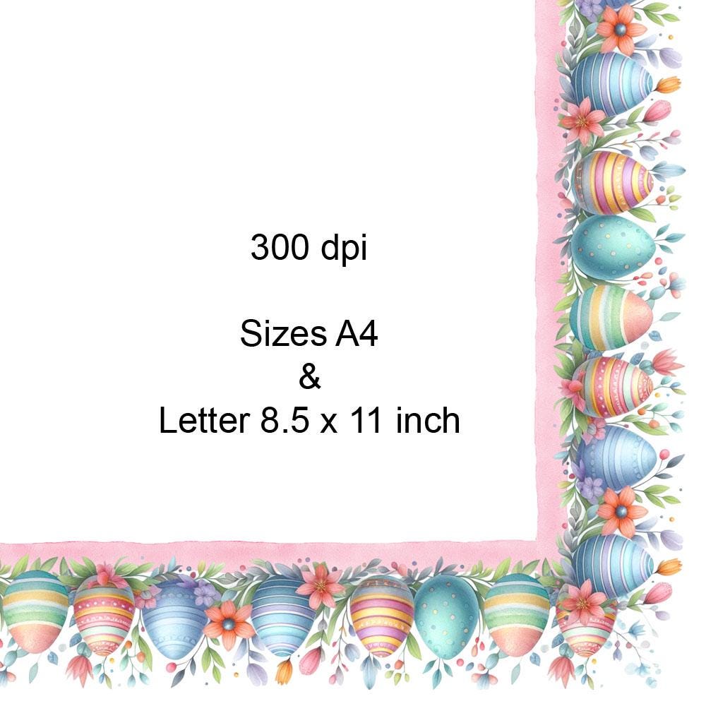 Easter Hunt Watercolour Border Frame Floral Rabbit Easter Egg Clip Art ...