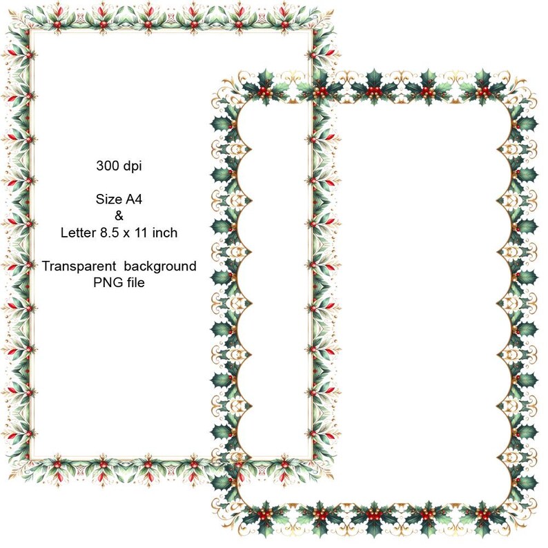Sierlijke kerstranden 8 aquarel sierlijke frames Clip Art digitale ...