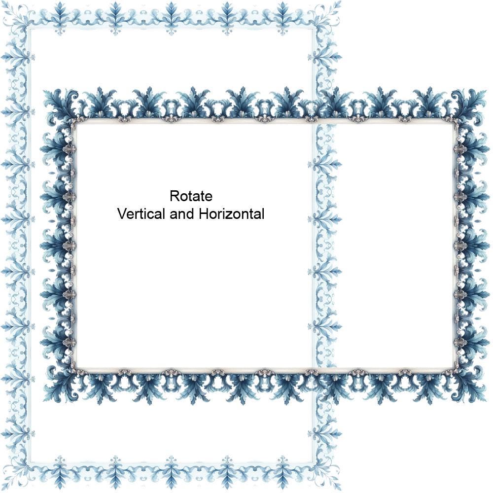 Light Blue Rococo Borders 8 Frames Ornate Style Clip Art Digital ...