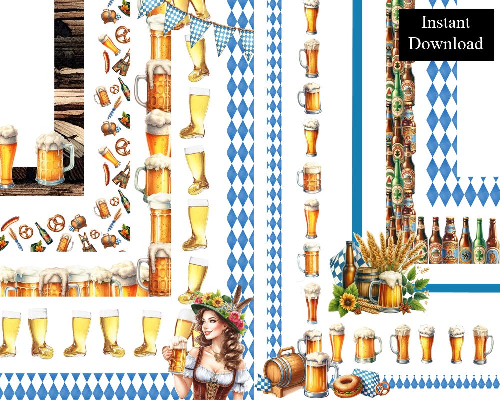 Oktoberfest Borders German Beer Frames Clip Art Bundle 10 Digital ...