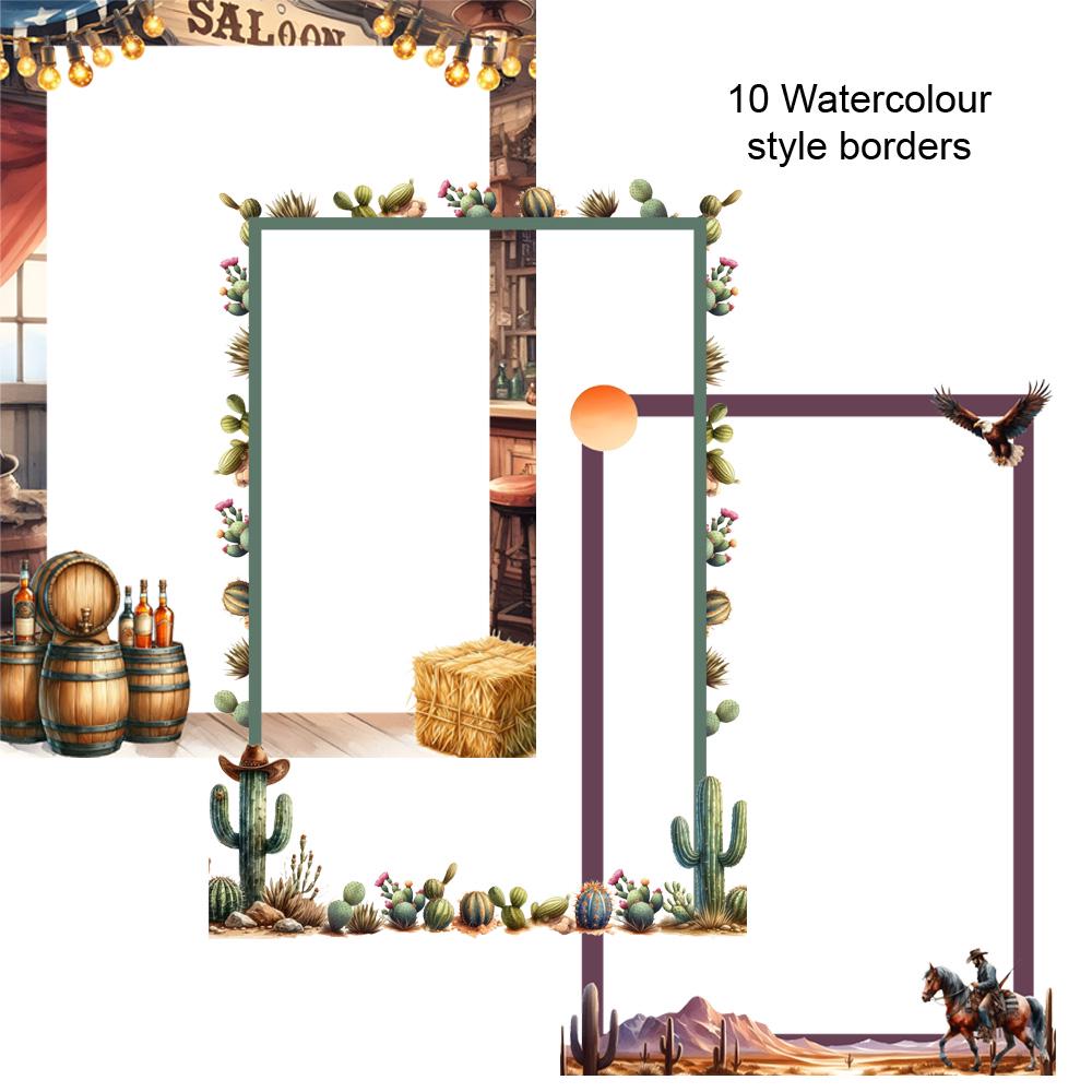 Wild West Borders Western Frames Clip Art 10 Digital Download Frames A4 ...
