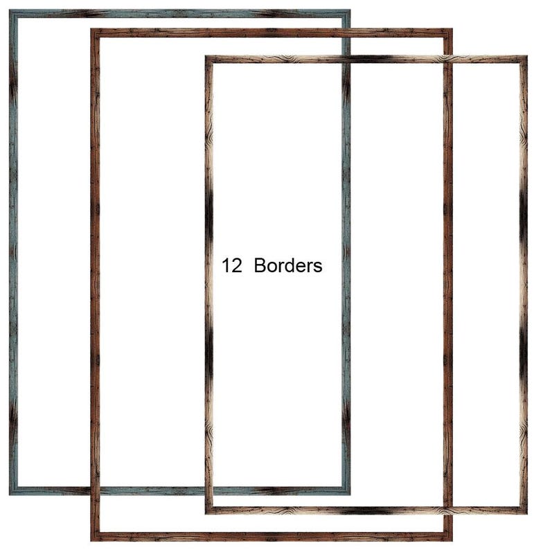 Thin Wood Watercolour Borders Frames Clip Art 12 Digital Download 8.5 X ...