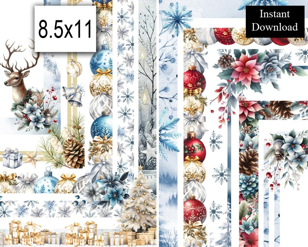 Christmas Winter Watercolour Borders Frames Christmas Clip Art 10 ...