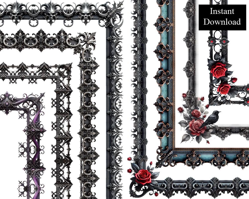 Metal Gothic Borders 8 Frames Ornate Gothic Style Clip Art Digital ...