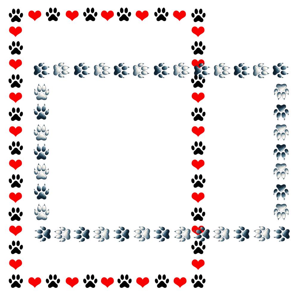 Paw Print Borders Frames Animal Footprints Clipart Bundle 10 Digital ...