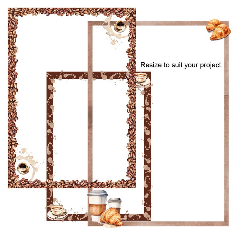 Coffee Cafe Watercolour Borders Frames Coffee Clip Art Bundle 9 Digital ...
