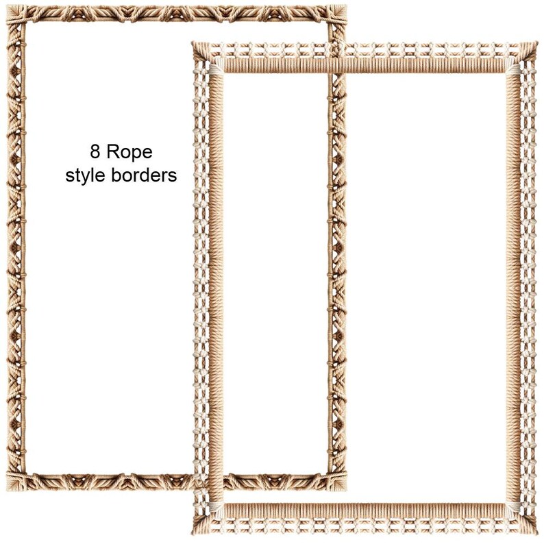 Rope Borders Frames Nautical Knotted Weaved Rope Clipart Bundle 8 ...