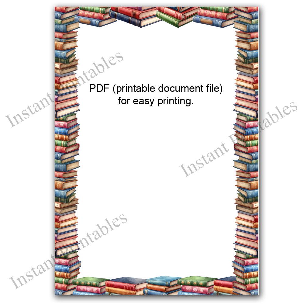 School Books Border Frame Clipart Digital Download A4 & 8.5x11 ...