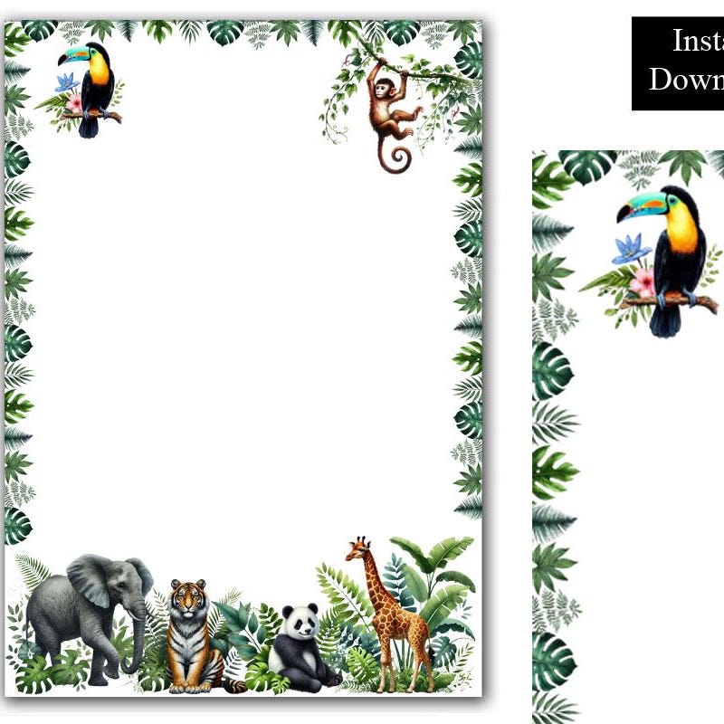A4 Jungle Animal Print - Etsy