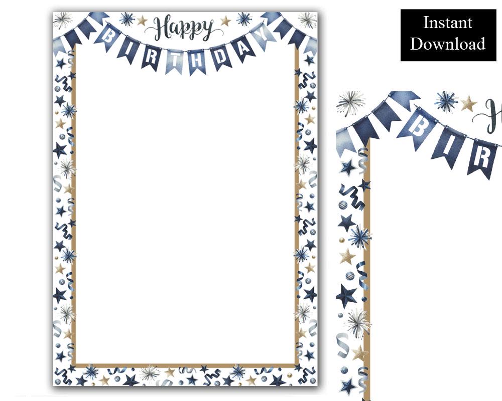 Birthday Party Watercolour Borders Frames Happy Birthday Clip Art ...