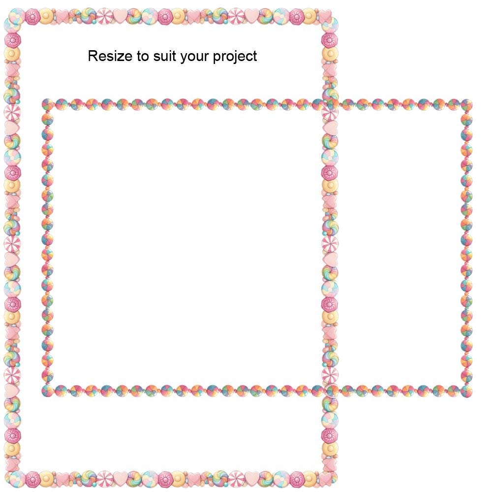 Candyland Borders Frames Candy Land Clipart Bundle 10 Digital Lollies ...