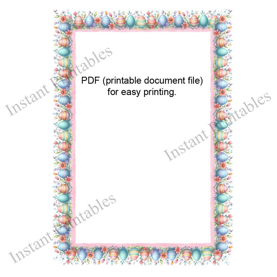 Easter Hunt Watercolour Border Frame Floral Rabbit Easter Egg Clip Art ...