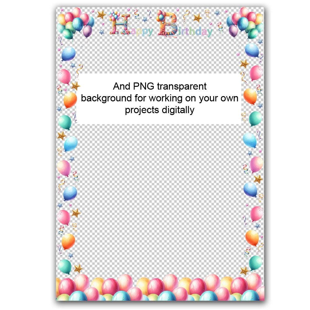 Birthday Party Watercolour Borders Frames Happy Birthday Clip Art ...