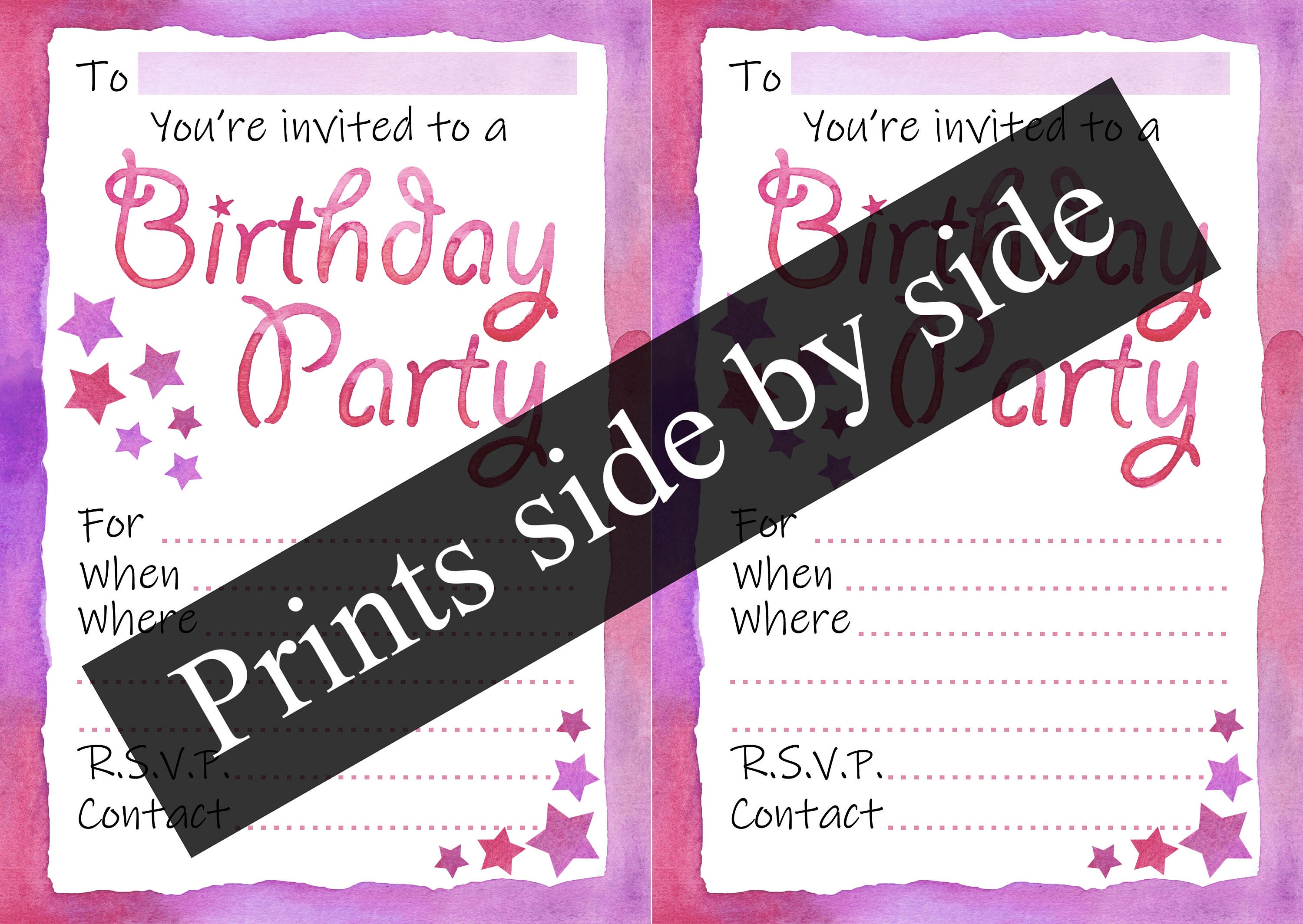 Two Blank Fill in Birthday Invitations Boy Girl Party Invite Printable ...