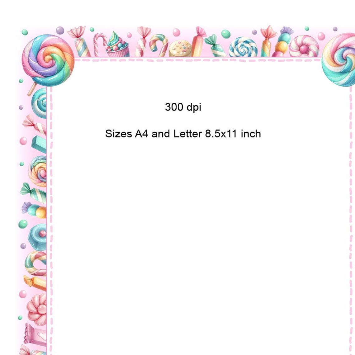 Candyland Border Frame Printable Page PNG/PDF Clipart Digital Download ...