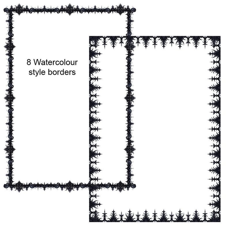 Dark Gothic Borders 8 Frames Ornate Gothic Style Clip Art Digital ...