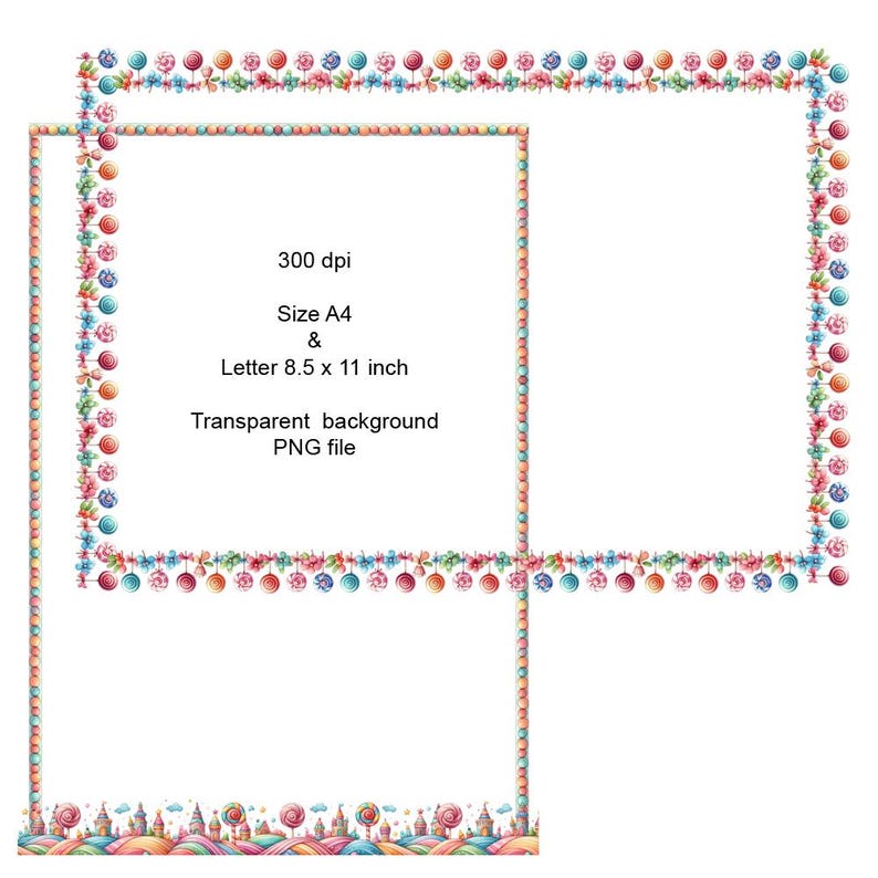 Candyland Borders Frames Candy Land Clipart Bundle 10 Digital Lollies ...