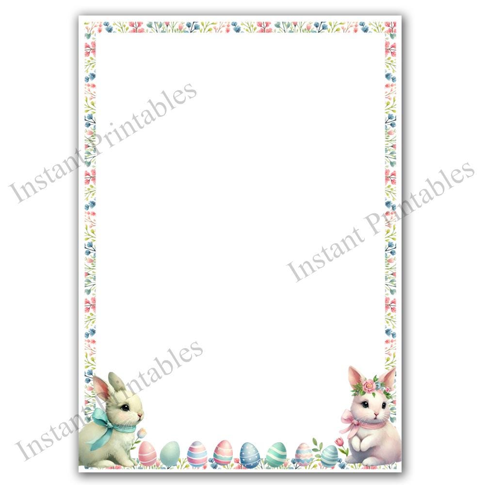 Easter Hunt Watercolour Borders Frames Floral Rabbit Easter Egg Clip ...