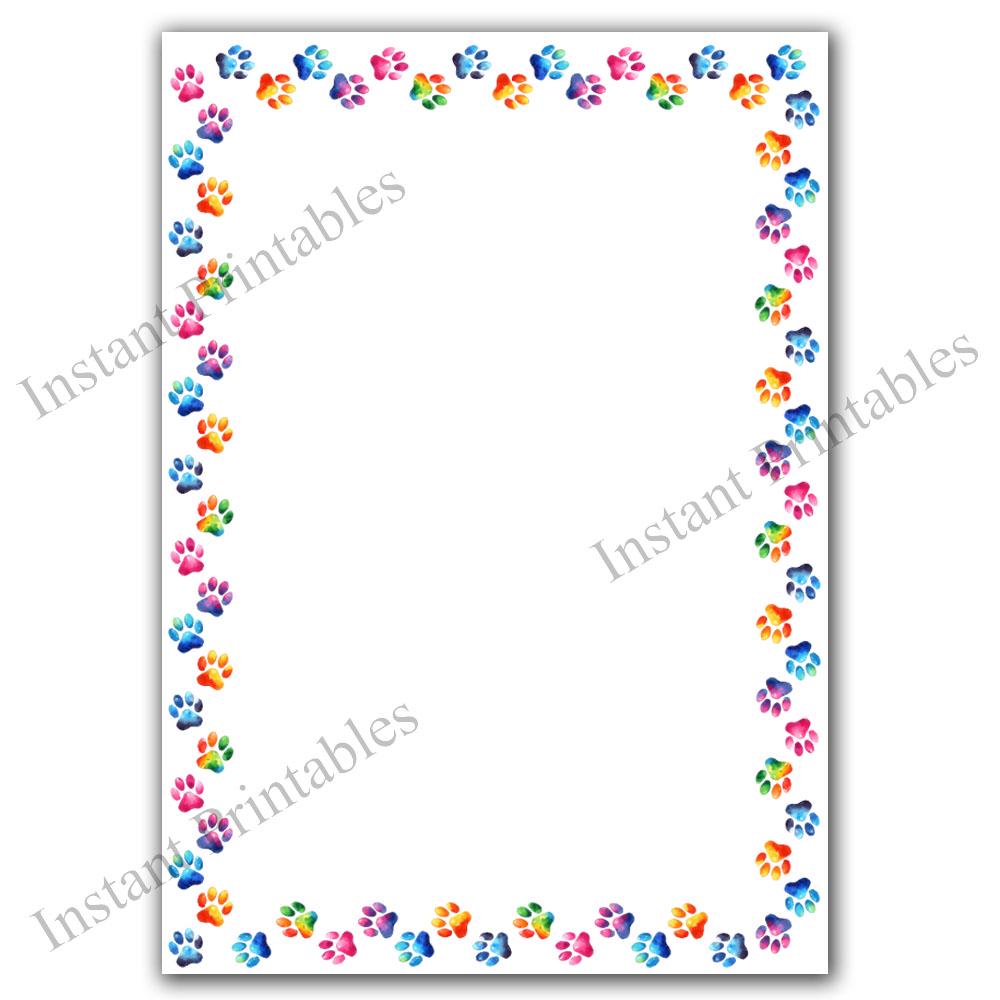 Paw Print Borders Frames Animal Footprints Clipart Bundle 10 Digital ...