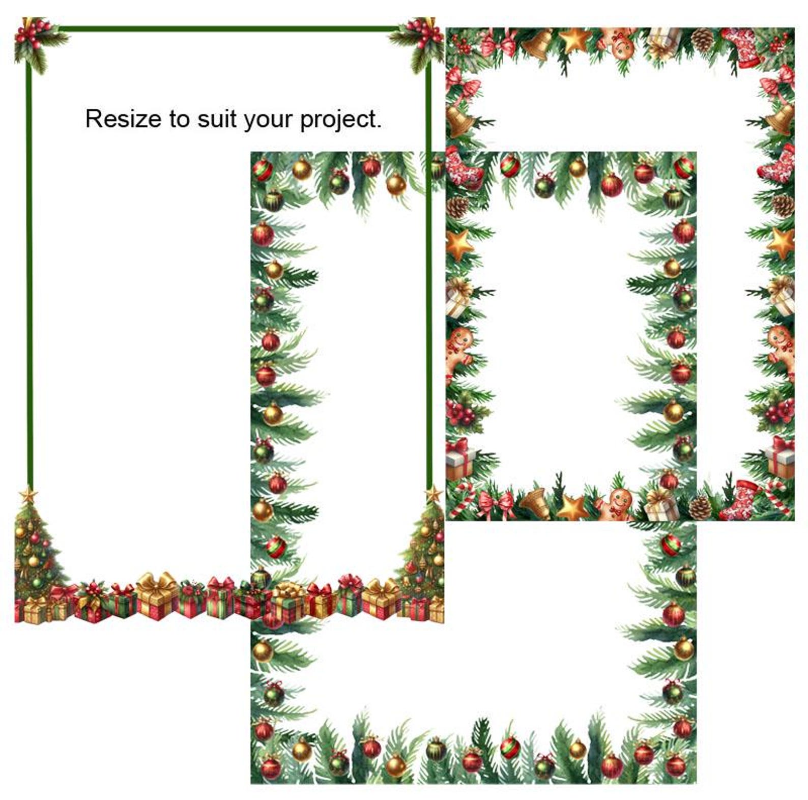 Christmas Watercolour Borders Frames Christmas Clip Art 10 Digital ...