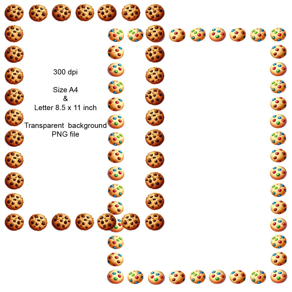 Cookies Borders Frames Baking Frame 8 Digital Download Choc Chip ...