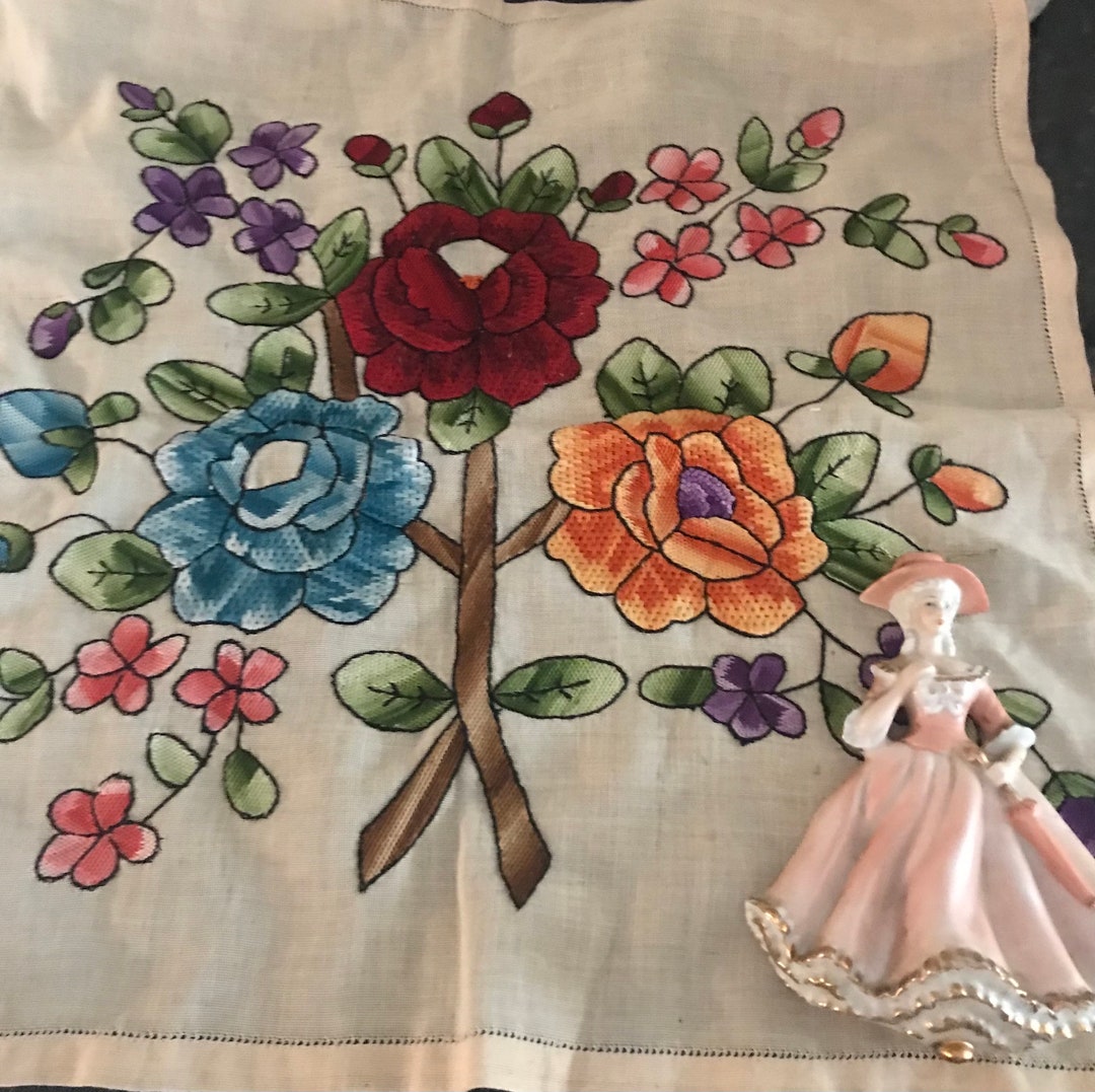 Embroidered Mat 48cm X 48cm and Hanging Lady Ornament - Etsy