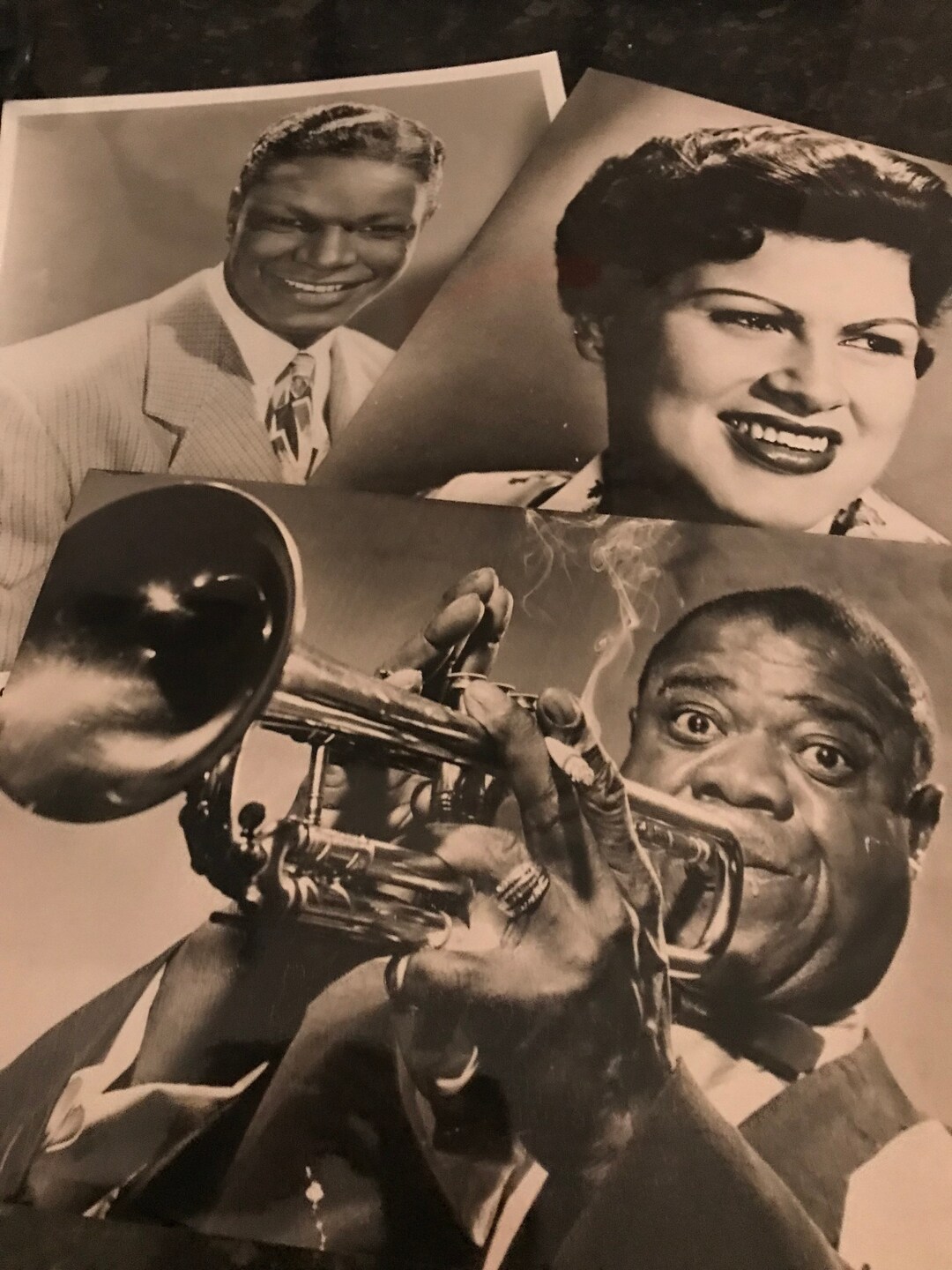 3 Original black an white Musician Stills Louis Armstrong, Patsy Cline ...