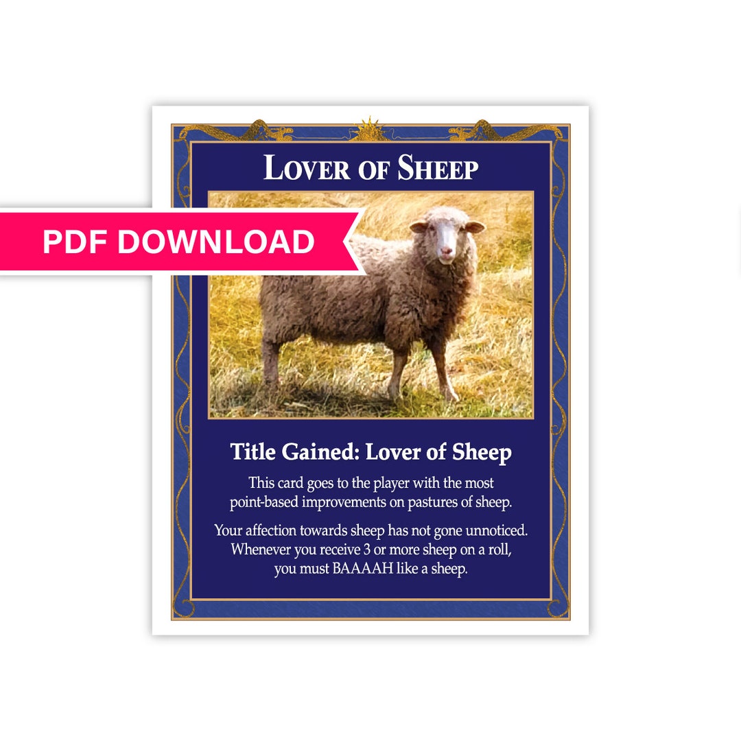 TTM Printable Sheep Lover Card Compatible With Catan's Settlers of ...