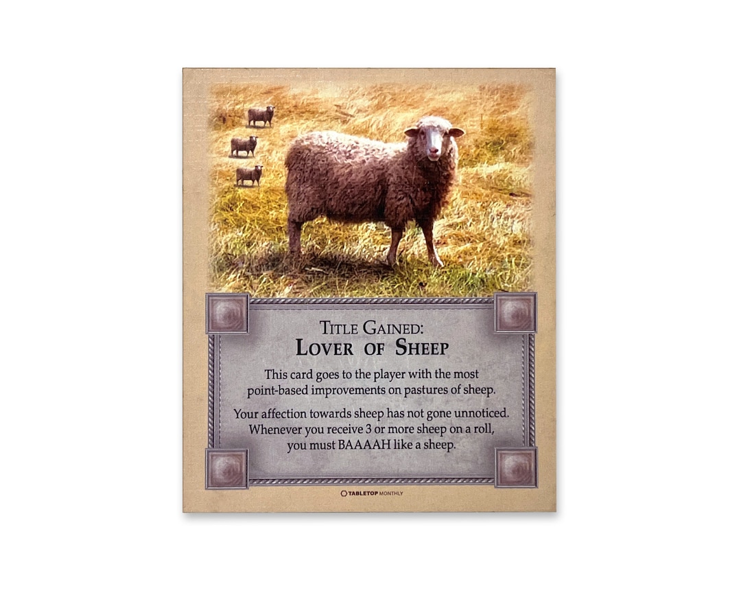 Sheep Lover Title Gained Card Compatible With Catan's Settlers of Catan ...